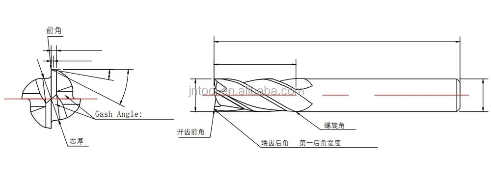 4 Flute Square Flute Double Head Solid Carbide End Mill Cutter Tool ...