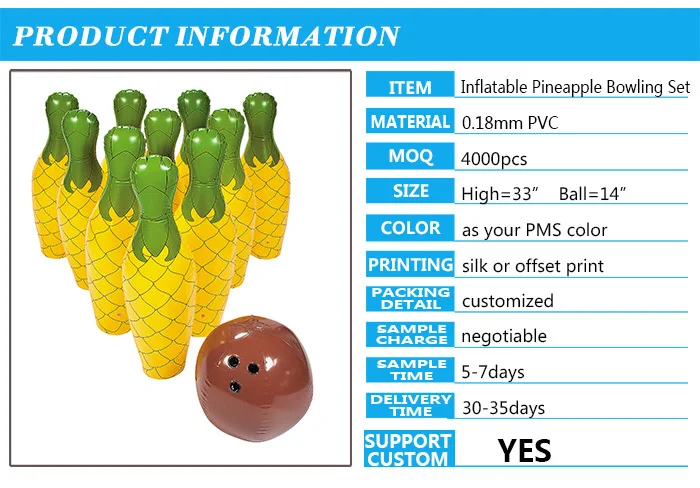China Oem Manufacturer Inflatable Pineapple Bowling Set Colored Kids Plastic Bowling Set Toys ...
