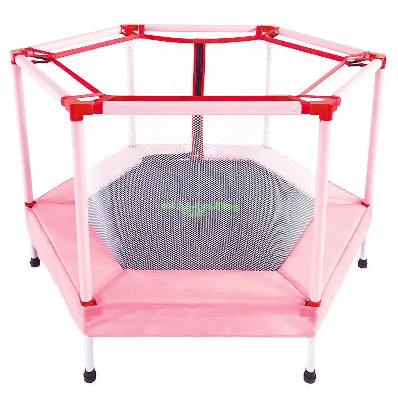 Pink Color Hexagonal Mini Trampoline for Kids - Safe & Fun