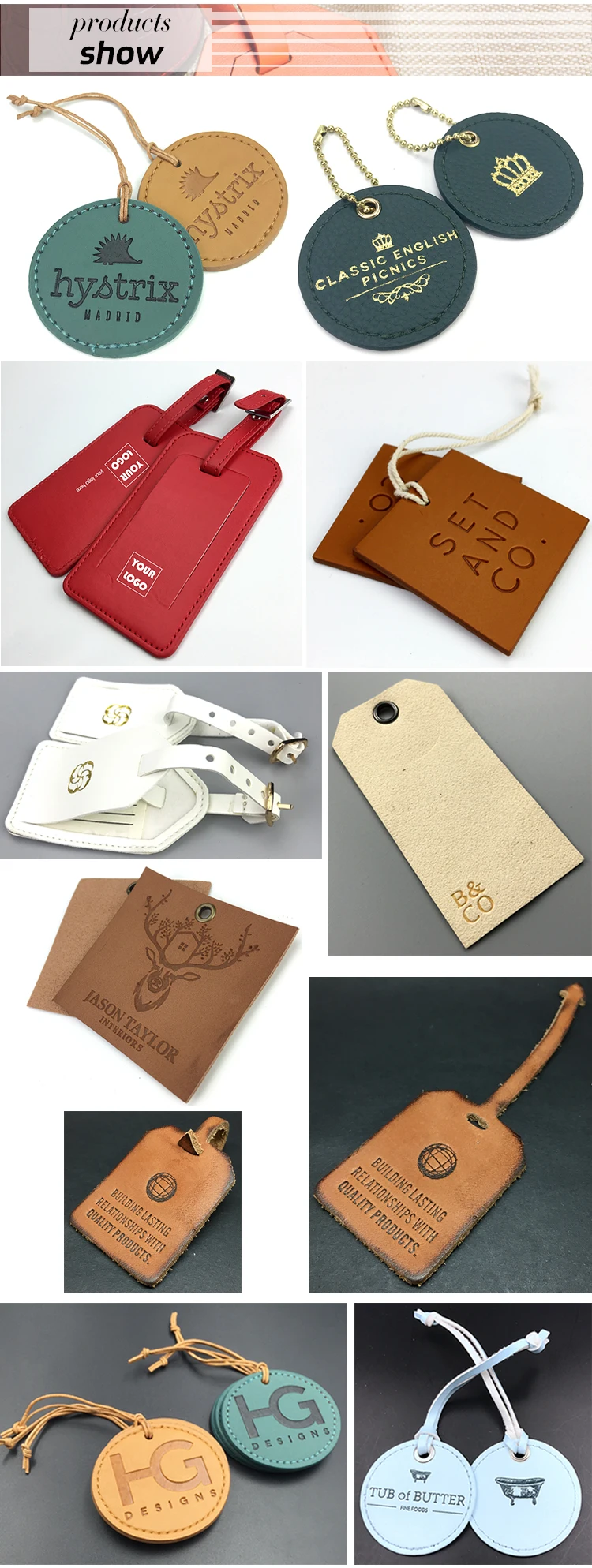 Custom Embossed Logo Leather Hang Tags - Sustainable & Stylish