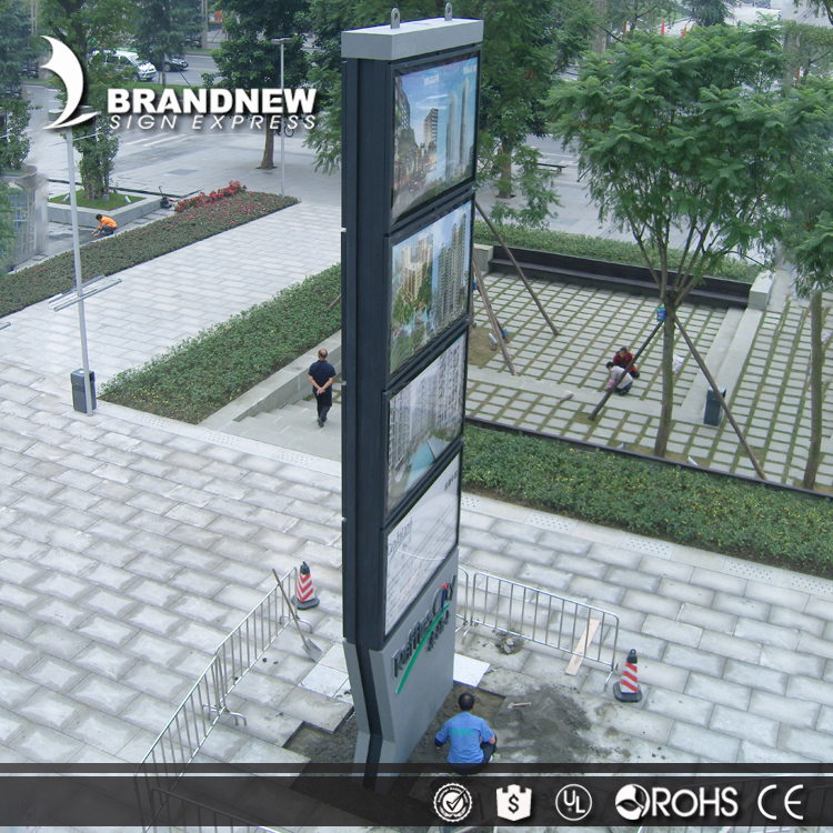 Outdoor Aluminium Illuminated LED Pylon Sign Advertising