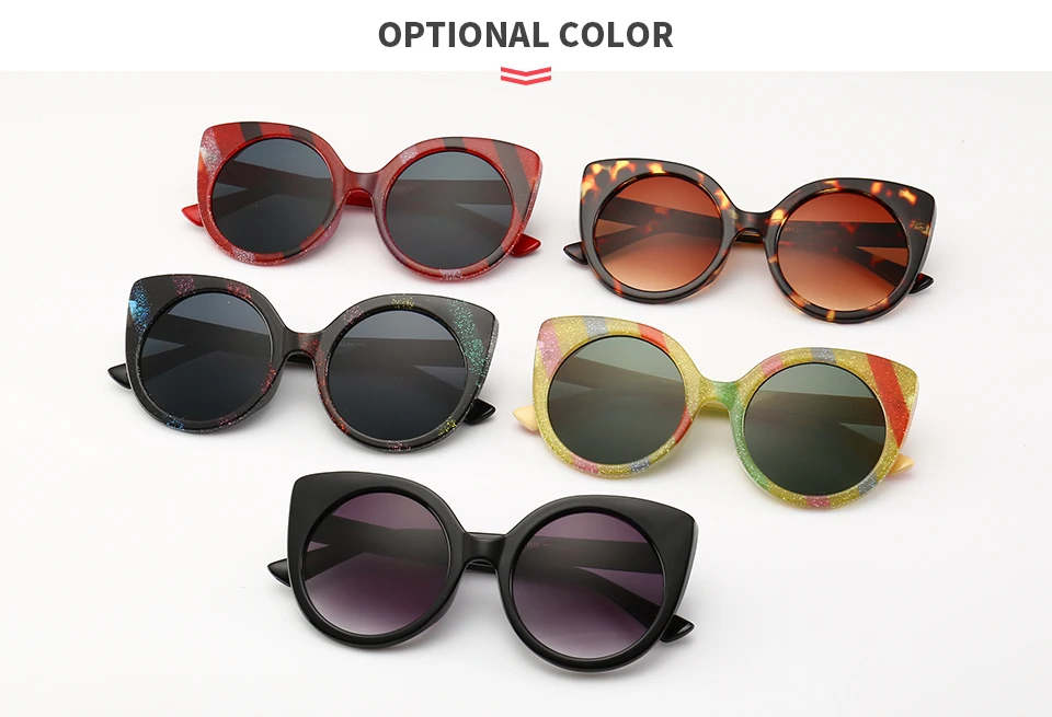 12345 Superhot Eyewear Strips Color Cateye Sun Glasses Pc Frame Women
