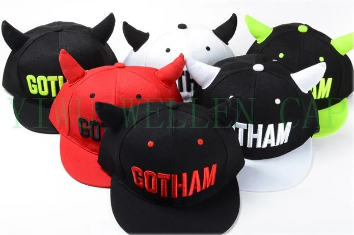 Devil Horn Baseball Cap Snapback 3d Embroidered Letters Plain Snapback ...