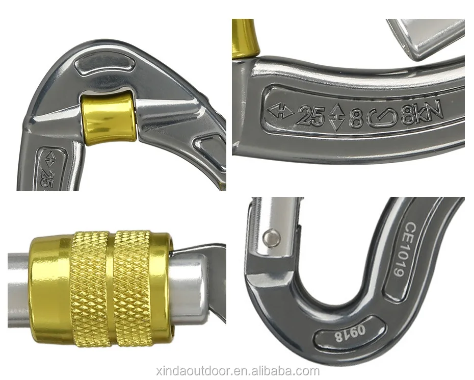 XINDA 25kn Lightweight Aluminium Alloy Screwgate Carabiner