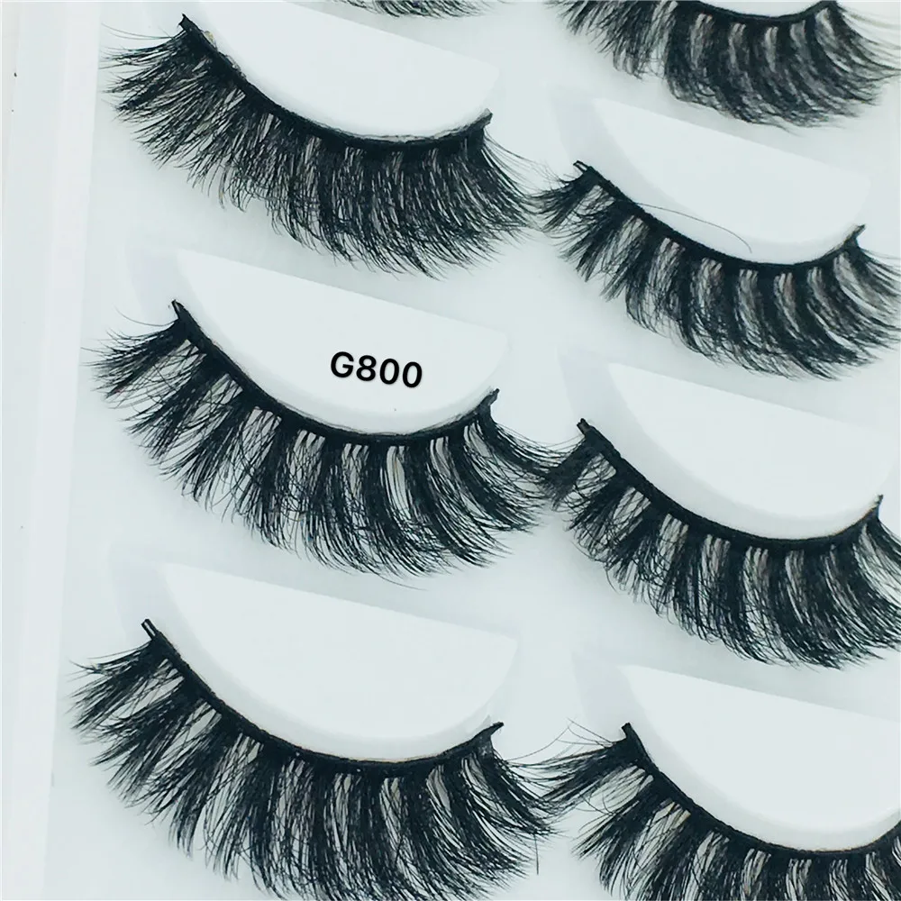 5 Pairs Natural False Eyelashes Flat Lashes Long Handmade Makeup Eye ...