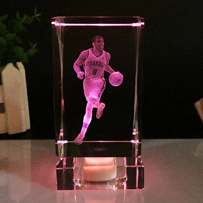 K9 Crystal Cube Figurine Nba Basketball Star Curry Model Crystal Glass ...