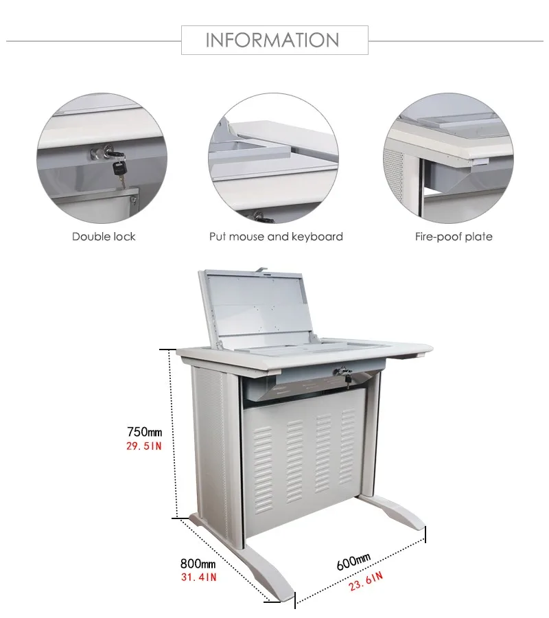 Metal Student Flip Top Computer Desk with Hidden LCD Monitor