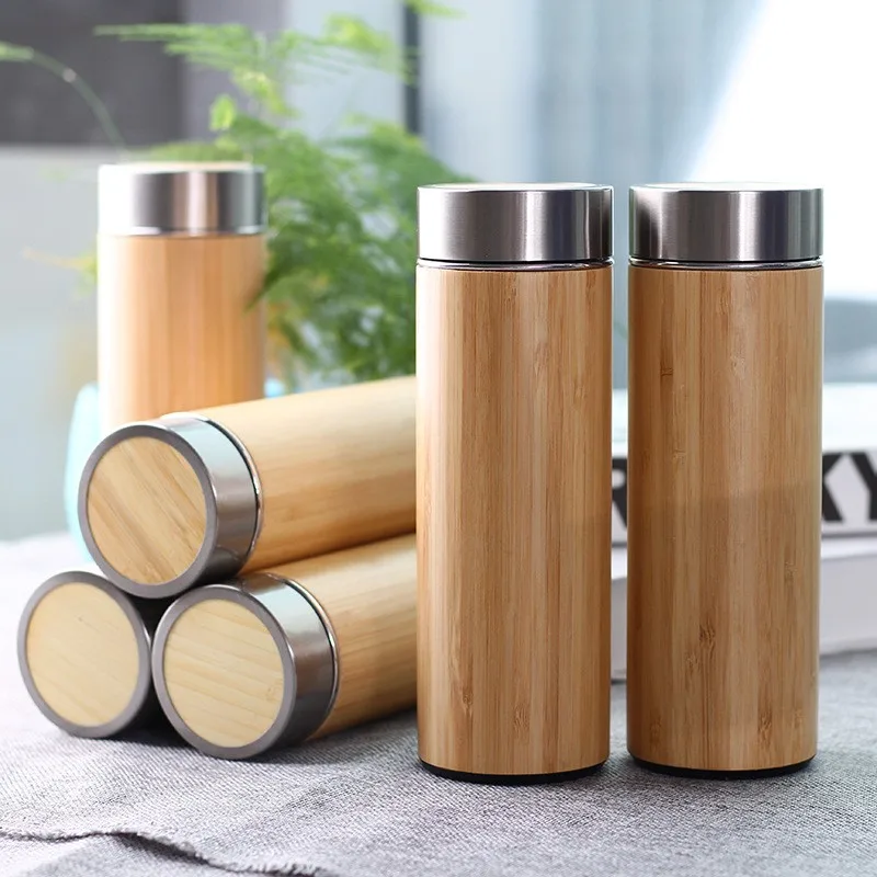 Tea Drink Bamboo Material Vacuum Stainless Steel Bamboo Fiber Water Tea ...
