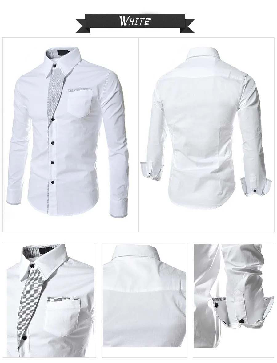New fashion brand OEM cotton polyester mens dress shirts long sleeve ...