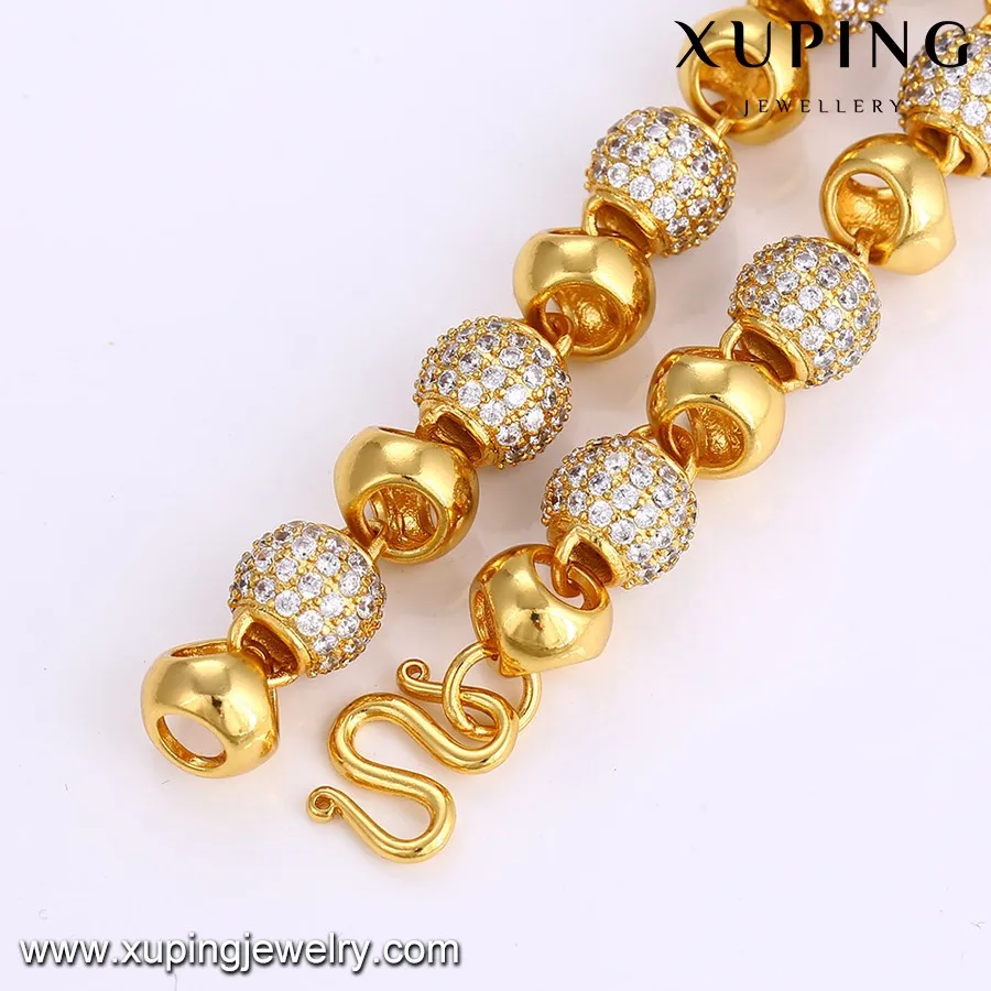 43463 Xuping Artificial Jewellery 24k Gold Bead Necklace Chain ...