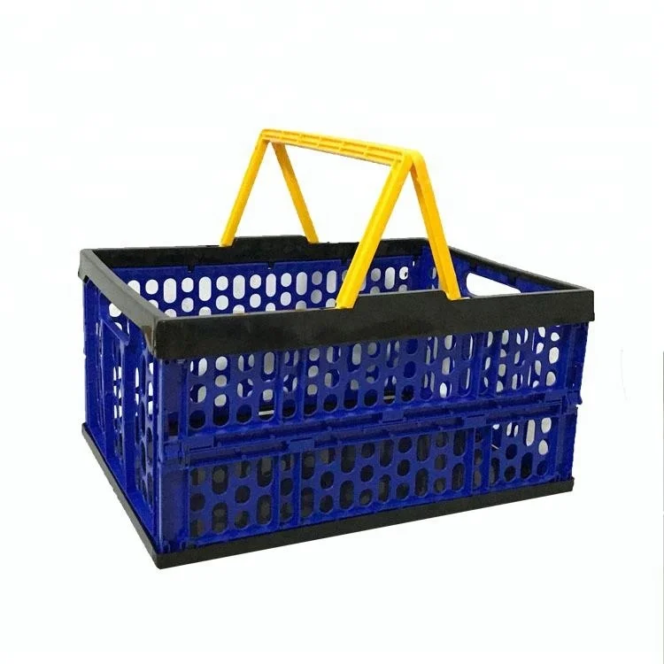 Folding Shopping Plastic Basket With Two Handles Supper Market Shopping ...