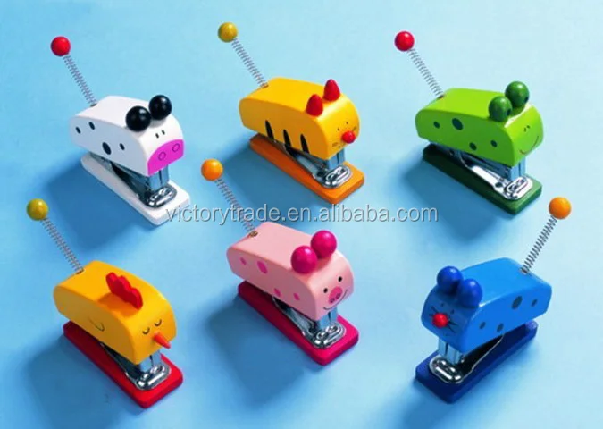 V-gf10-16 Colorful Wood Cute Funny Animal Shape Mini Staplers For ...