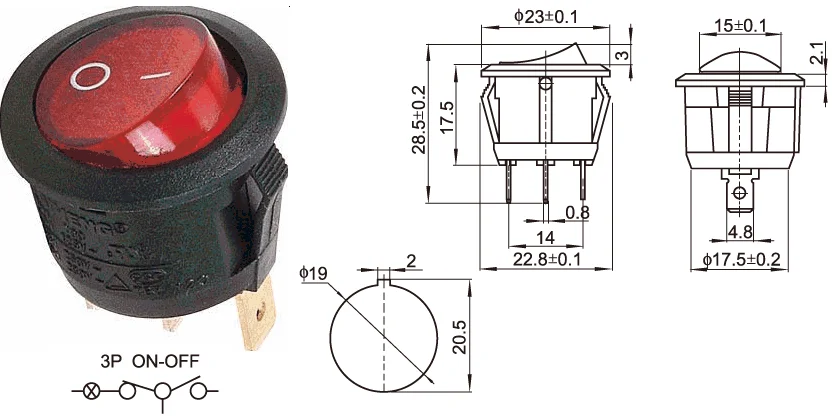 2 Pins Round Rocker Switches 16a - Buy Rocker Switch,Electric Rocker ...