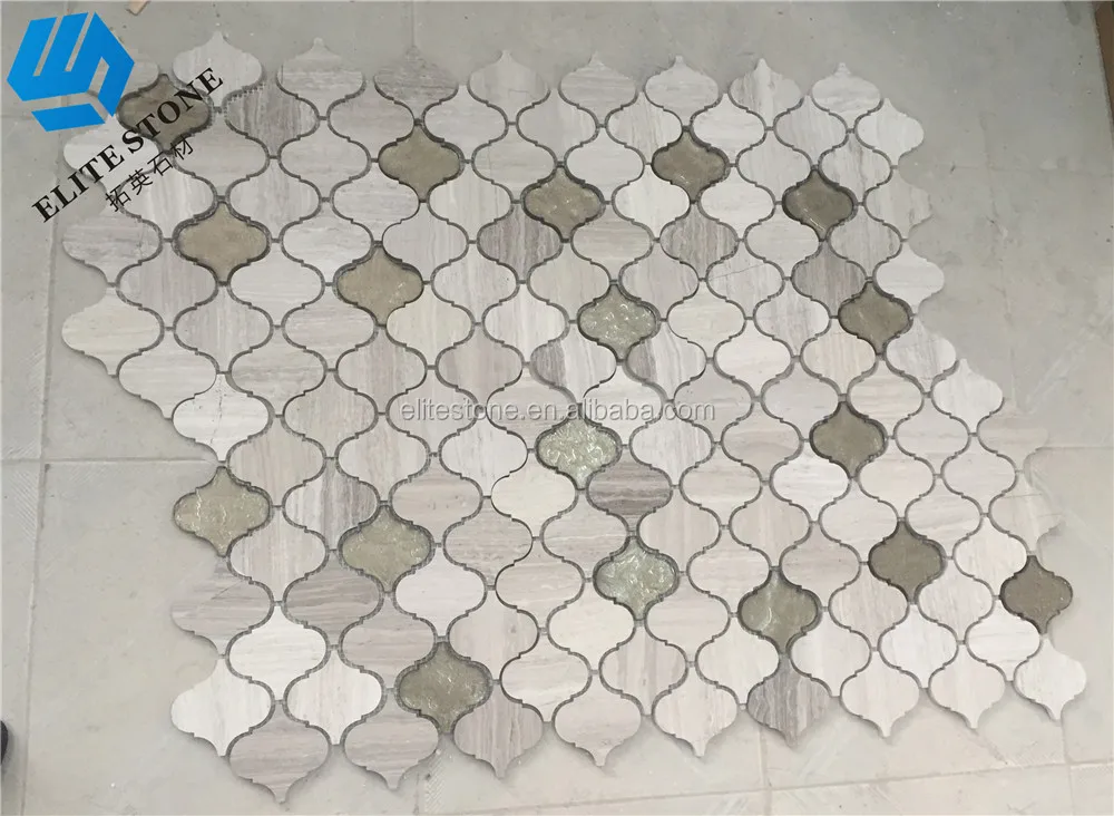 White Carrara Polishing Marble Lantern Shaped Tile Mosaic For Wall ...