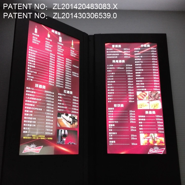Led Lighting Restaurant Menu Illuminated Led Menu Leather Menu - Buy ...