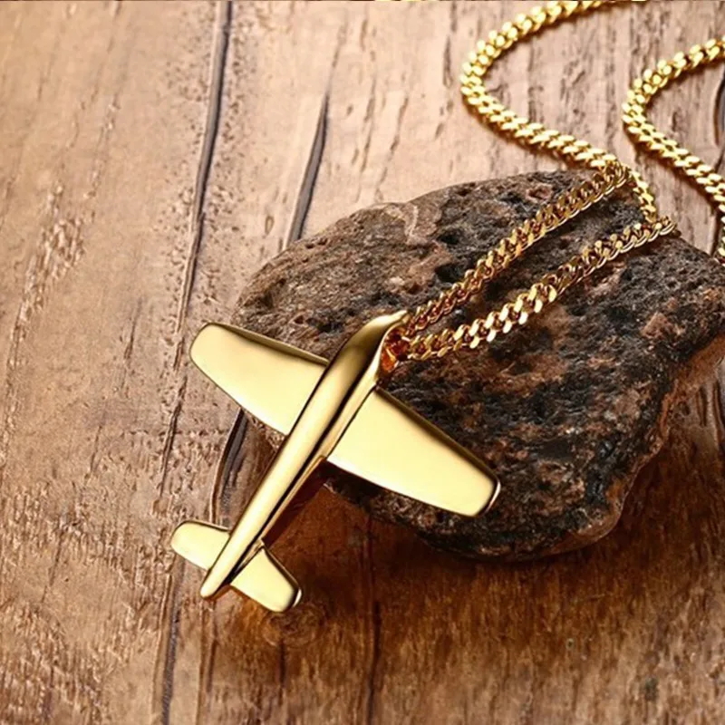 Fashion Women Jewelry Plane Model Pendant Stainless Steel Airplane ...