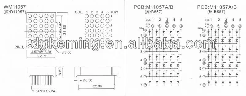 Dip Type White Led Dot Matrix 5x7 Dot Array 3mm - Buy White Led Dot ...