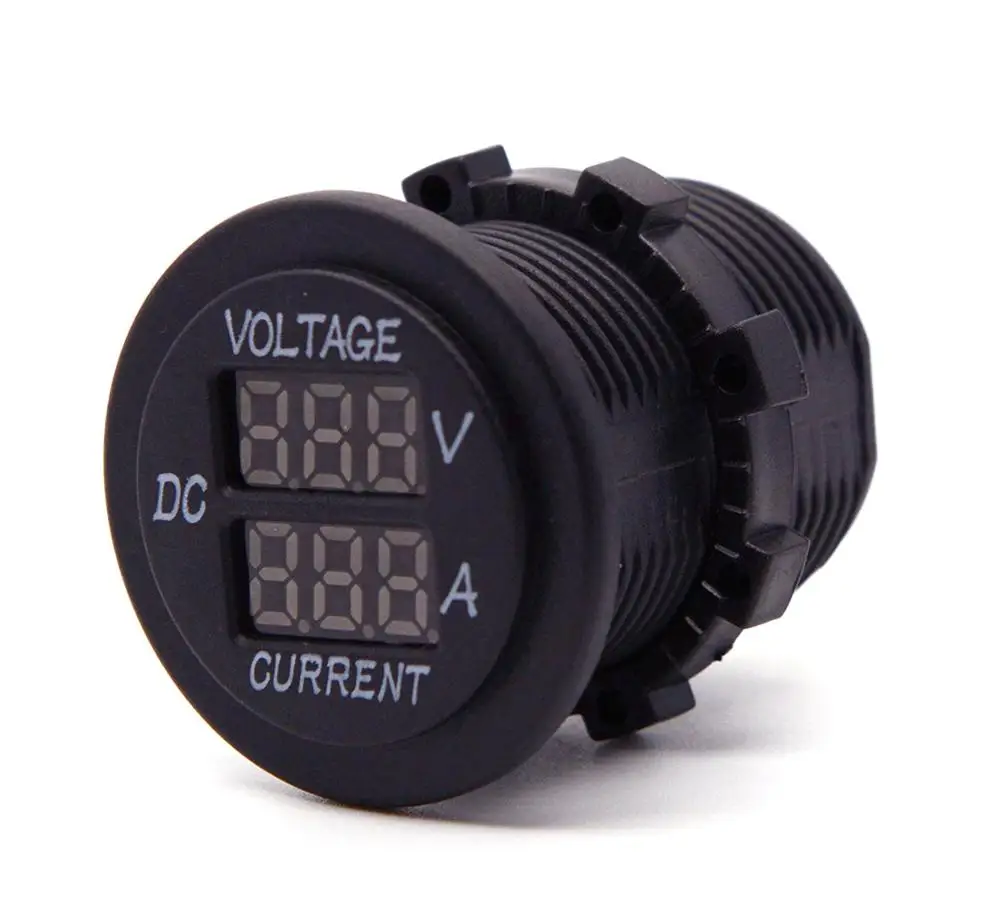 12v-24v 10a Usb Charger Dual Amp Volt Meter Gauge Round Car Voltmeter ...