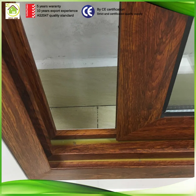 Walnut Wood Grain Finish Sliding Aluminum Window - Apex