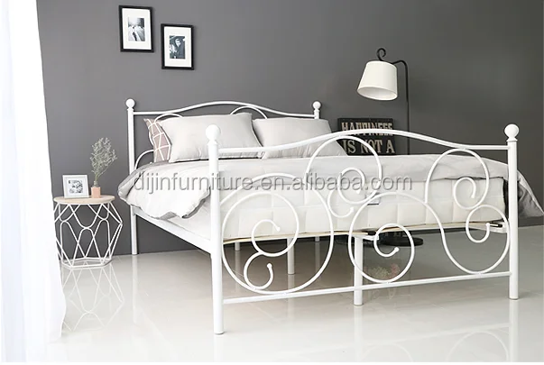 Modern White Steel Metal Princess Style Girls Kids Twin Frame Platform ...