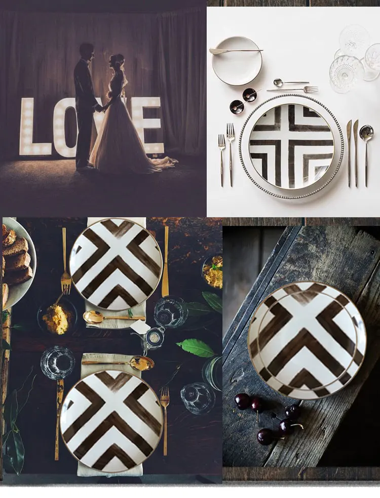 JC Dinnerware Gold Plated Stripped Dinnerware Set for Weddings