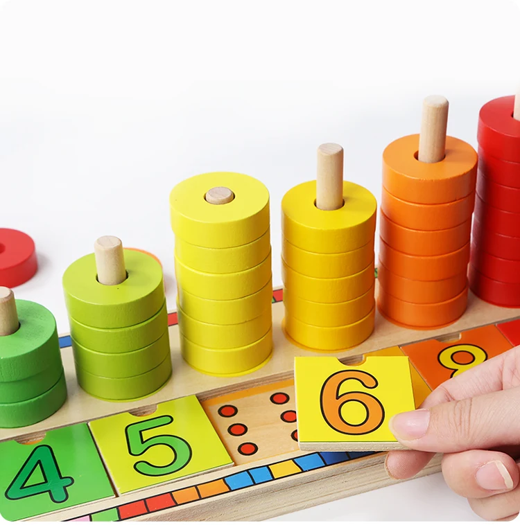 Kids Wooden Rainbow Number Counting Box Teacher Soroban Abacus Math ...