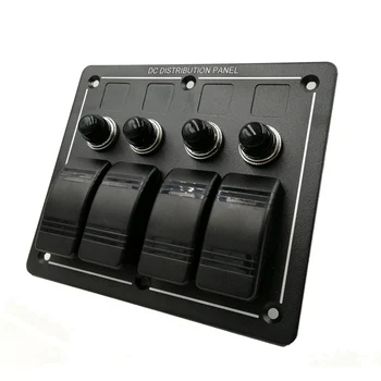 Aluminum 12v Dc Marine Boat Circuit Breakers 4 Gang Switch Panel - Buy ...
