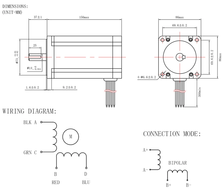 DMKE Industrial Machine Hybrid Stepper Motor 10nm, 85mm