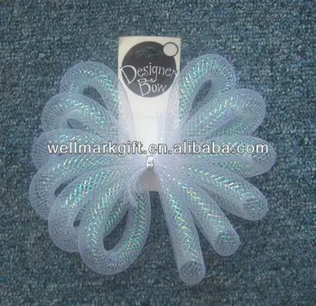 White Iridescent Round Nylon Woven Mesh Tubing Ribbon Bow - Buy Mesh ...