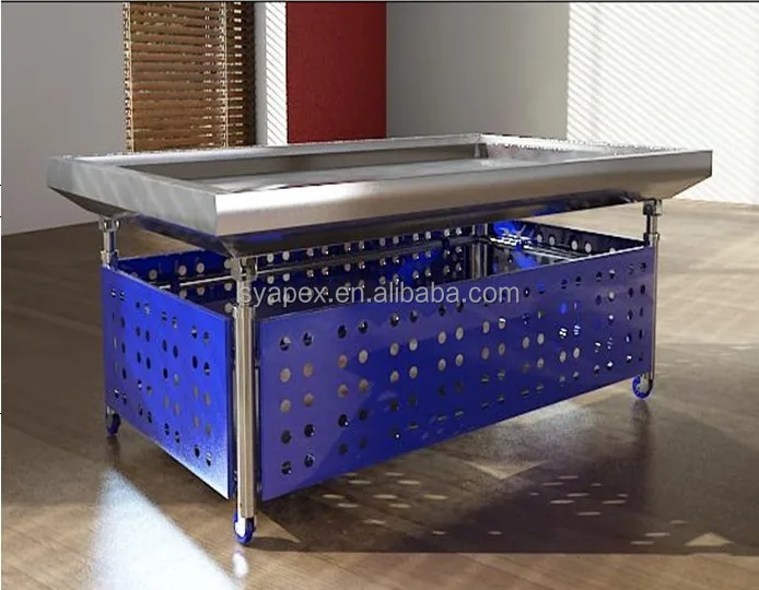 Apex Custom Make Stainless Steel Fish Display Table Ice Seafood Display ...