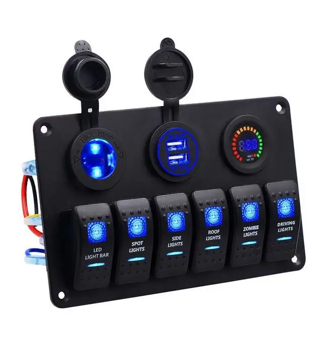 LED Light Rocker Switch Control Panel - 12 V, 24 V Panels