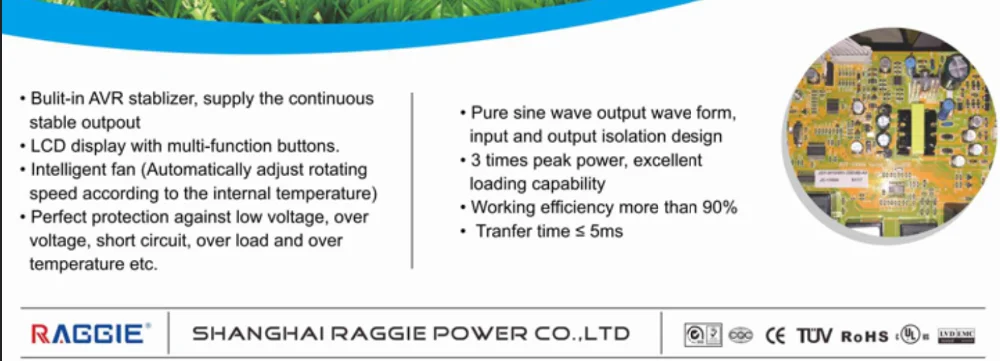 RAGGIE 2KW Solar Inverter with 25A Grid Charger - Reliable Power