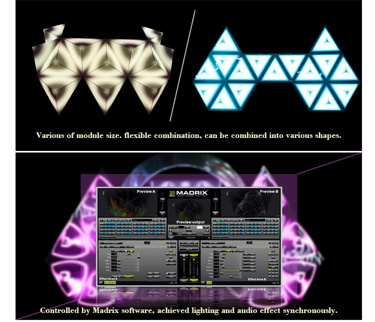 Movable Triangle 3D Effect DJ Booth - Custom LED Pixel Display