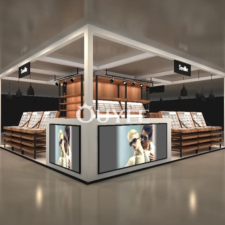 Shopping Mall Optical Kiosk Wooden Eyeglasses Frame Displays Cabinet ...