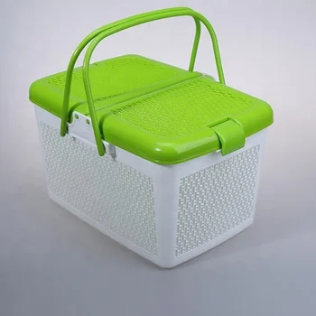 Rectangular Handle Plastic Storage Basket With Lid And Handle - Buy ...