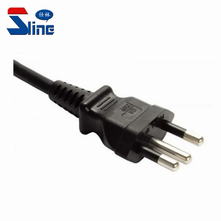 Brazil 3 Pin Power Cord Plug With Brazilian Mains Cable Inmetro / Uc ...