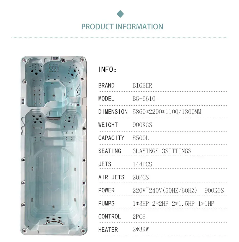 Luxury Large Infinite Endless Boundless Swimming Spa Pool BG-6610