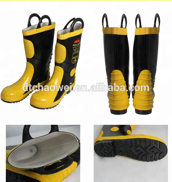 Botas de seguridad de goma para bombero, resistentes al fuego, con ...