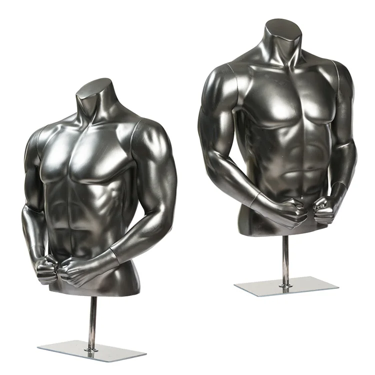 Dark Silver Sports Headless Half Body Male Mannequin - Buy Headless ...