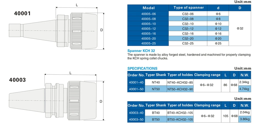 ISO40 NT40 NT50 Milling Machine Tool Holder Power Collet Chuck Set with ...