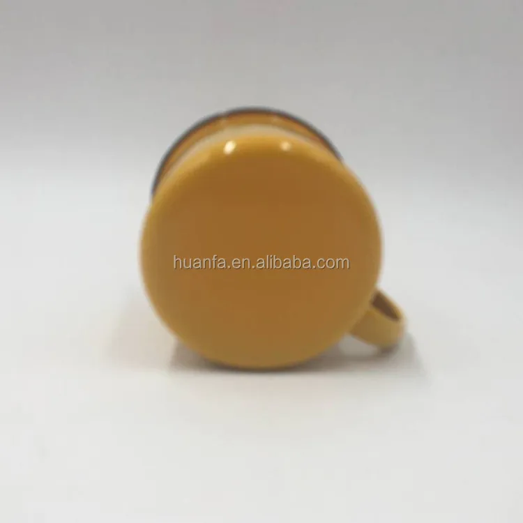 벨 모양 Pantone 색깔 7548c 노란 사기질 금속 무쇠 야영 찻잔을 가진 회색 7545c 변죽 - Buy 에나멜 머그잔 ...