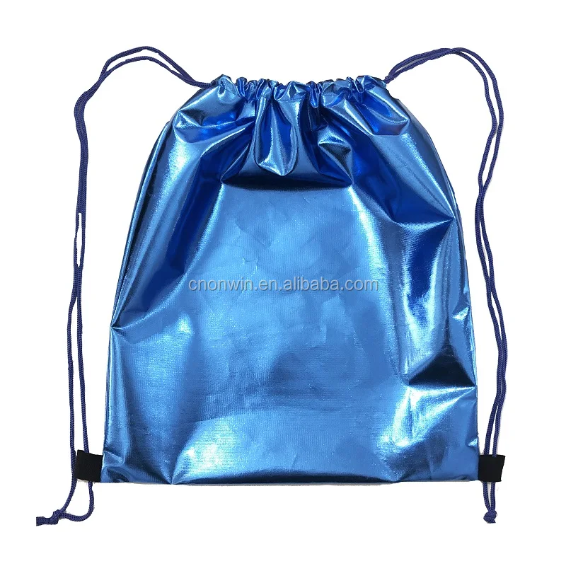 VidCon Show Shiny Drawstring Bag Metallic Blue Glitter Polyester String ...