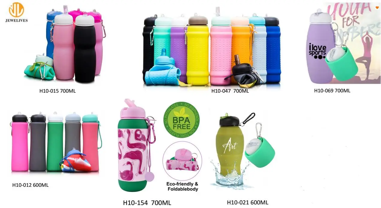 Compressible Silicone Personalized Water Bottles With Lid - Buy ...
