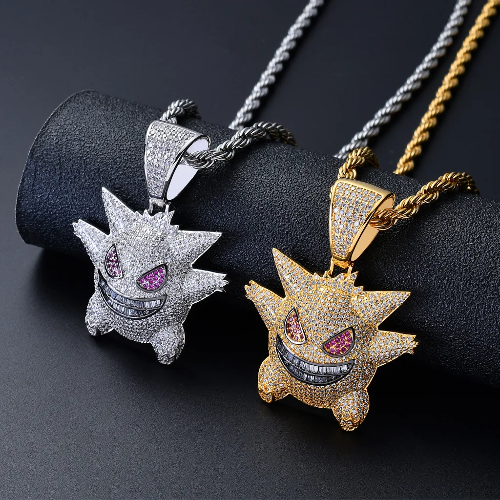 Hip Hop Jewelry Mask Gengar Cartoon Gold And Silver Filled Pendant ...