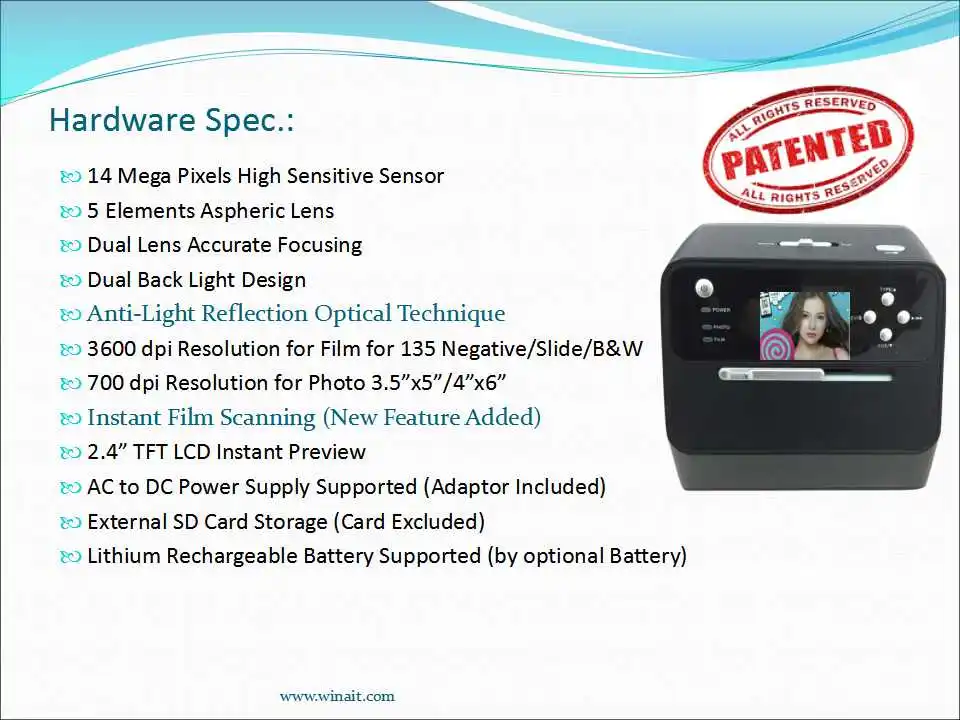 14 Mp 3200 Dpi Resolution Film Scanner FS01 Instant Preview & High ...