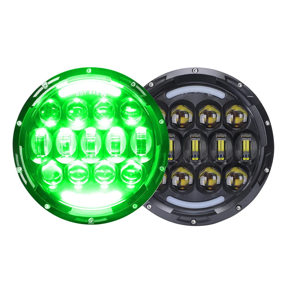 Hot Selling High Lumen Dc9-16v Ip67 105w Rgb Headlight 7 Inch Round Rgb ...