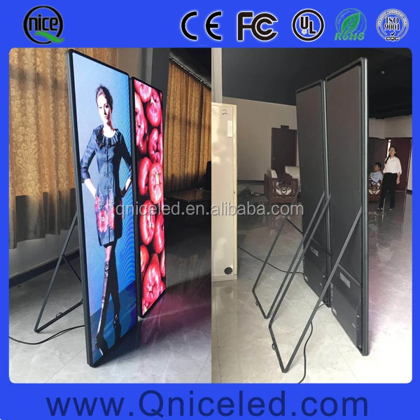 Movable Led Screen Poster Floor Stand Led Video Advertising Display P3 ...