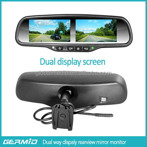 Two Years Warranty Dual Screen 4.3 Inch Rearview Mirror Dc 12 Voltage ...