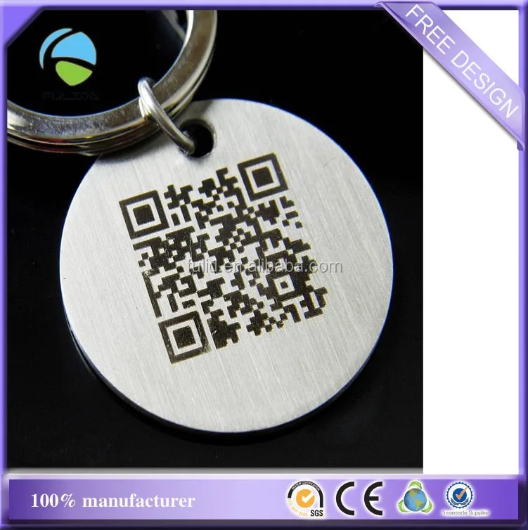 Custom Metal Brushed Blank Circle Printing Qr Code Keychain - Buy ...