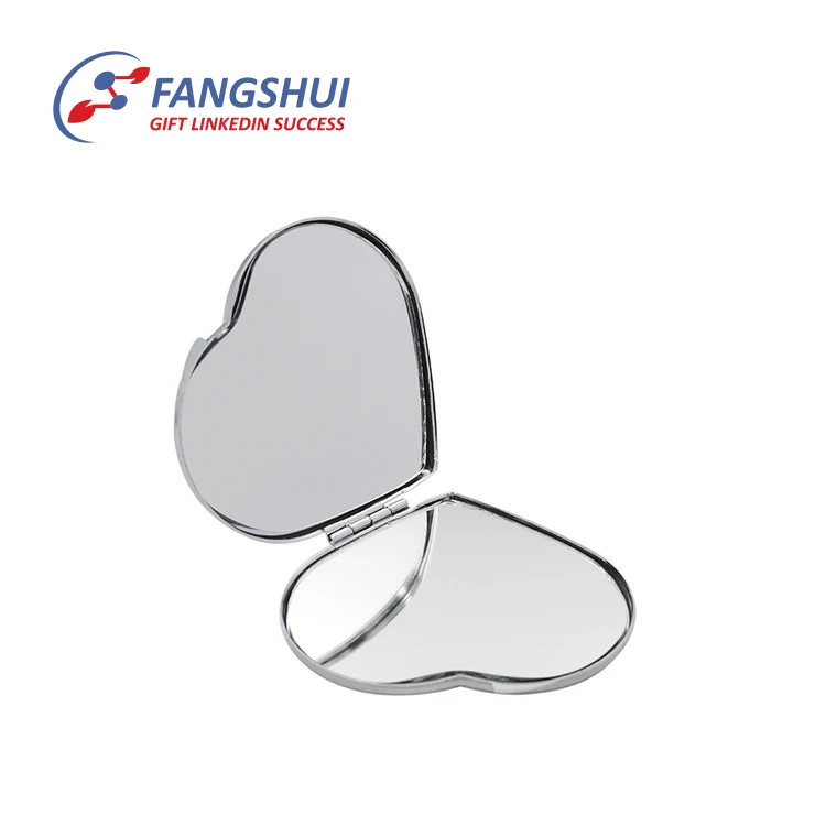 Custom Heart Shaped Double Sided Compact Mirror+silver Color Closed ...